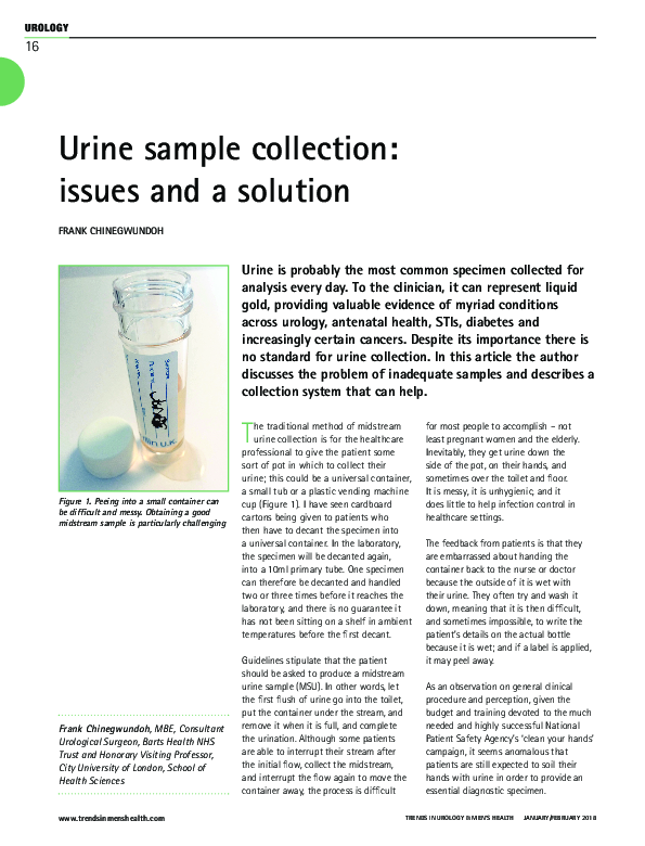 (PDF) Urine sample collection: issues and a solution