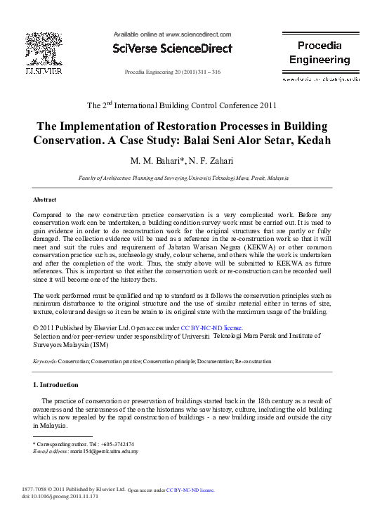 (PDF) The Implementation of Restoration Processes in Building ...
