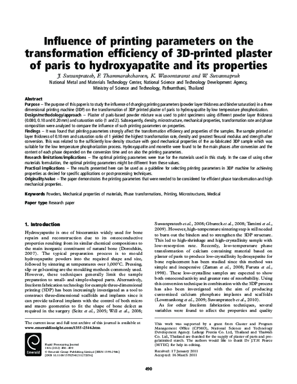 (PDF) Influence of printing parameters on the transformation efficiency ...