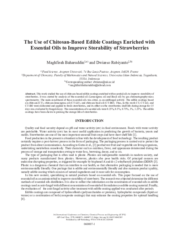 (PDF) The use of chitosan-based edible coatings enriched with essential ...