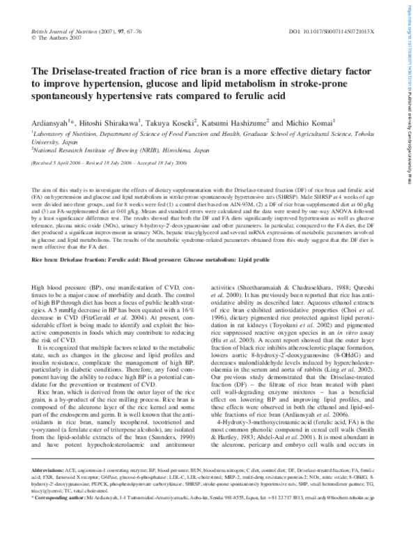 (PDF) The Driselase-treated fraction of rice bran is a more effective ...