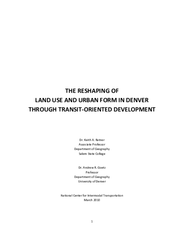 (PDF) The reshaping of land use and urban form in Denver through ...