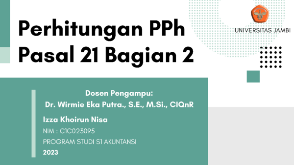 (PDF) PPT PERHITUNGAN PPH PASAL 21 Bagian 2