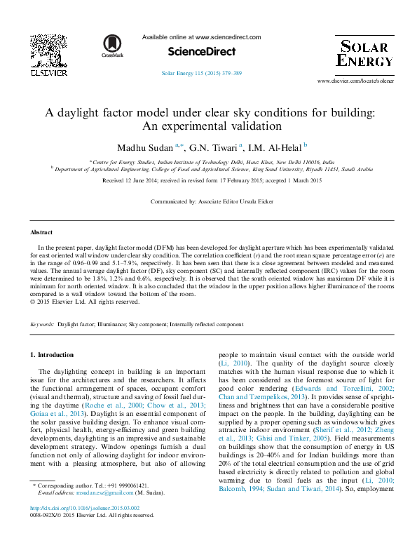 (PDF) A daylight factor model under clear sky conditions for building ...