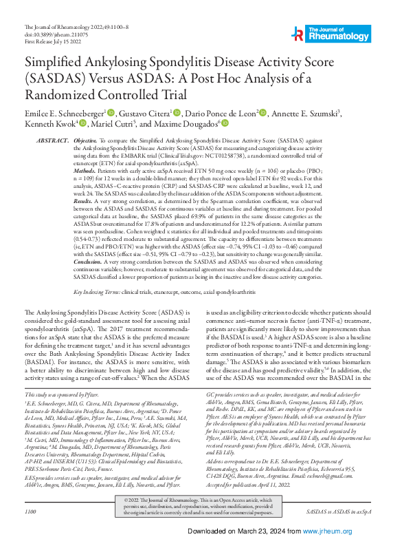 (PDF) Simplified Ankylosing Spondylitis Disease Activity Score (SASDAS ...