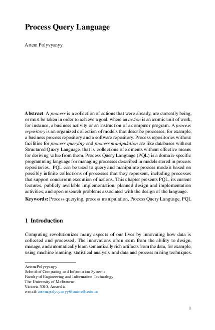 (PDF) Process Query Language