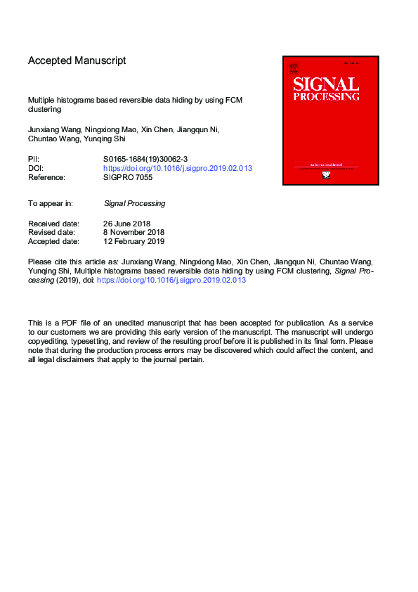 Pdf Multiple Histograms Based Reversible Data Hiding Framework And