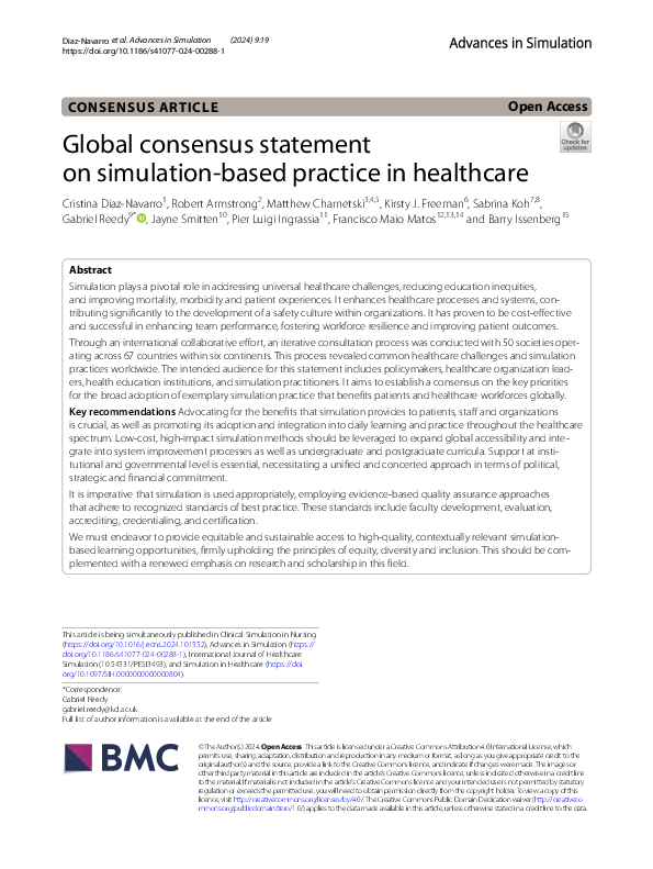 (PDF) Global consensus statement on simulation-based practice in healthcare