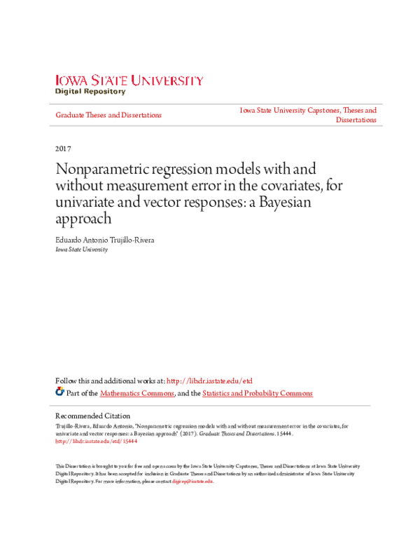 (PDF) Nonparametric regression models with and without measurement ...