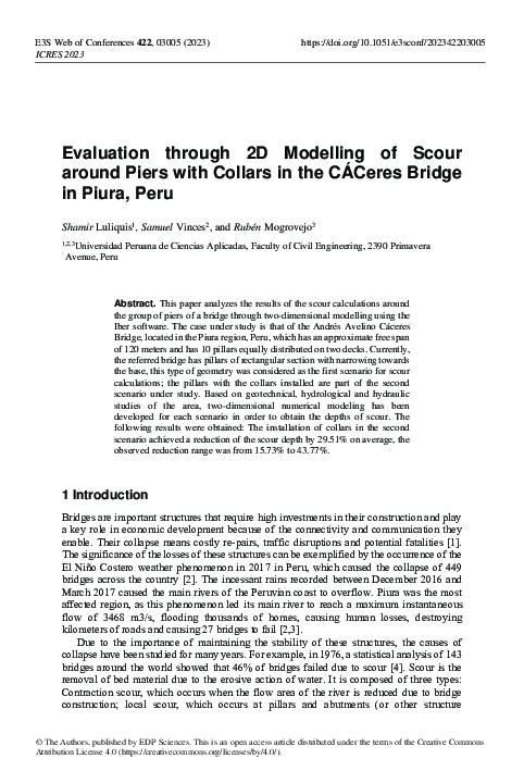 (PDF) Evaluation through 2D Modelling of Scour around Piers with ...