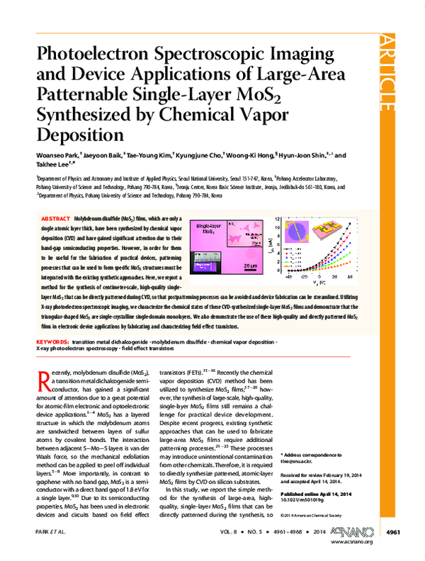 (PDF) Photoelectron Spectroscopic Imaging and Device Applications of ...