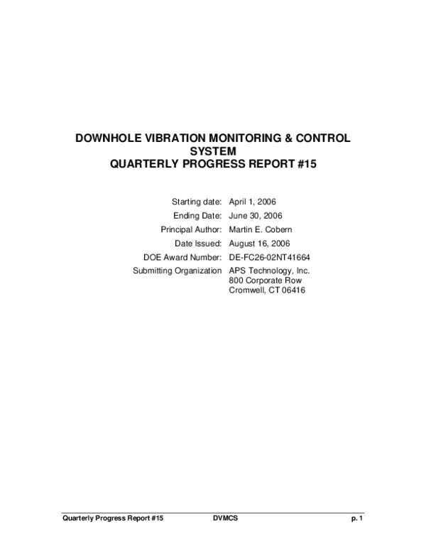 (PDF) Downhole Vibration Monitoring & Control System