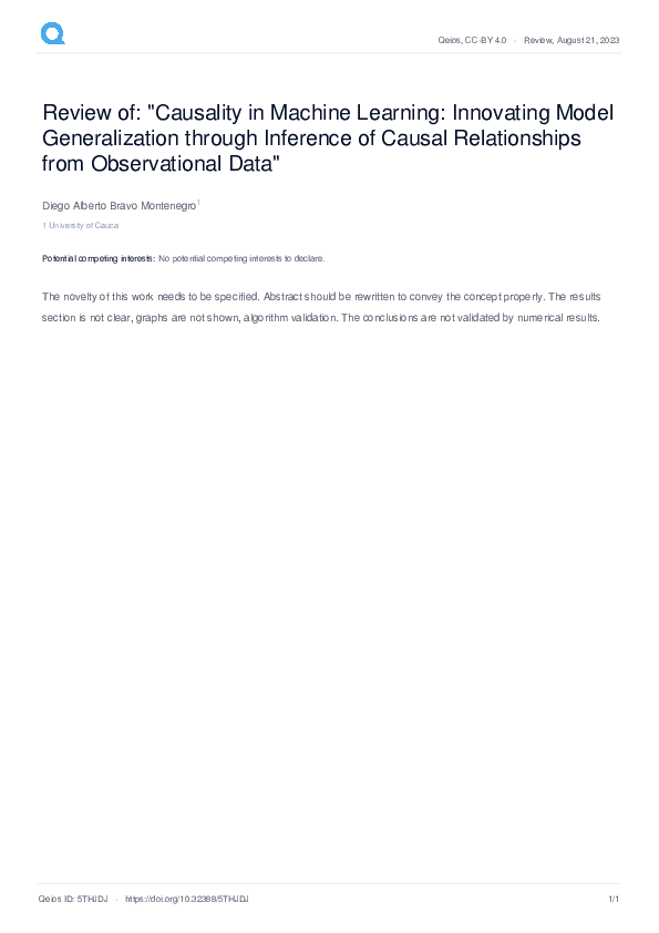 (PDF) Review of: "Causality in Machine Learning: Innovating Model ...
