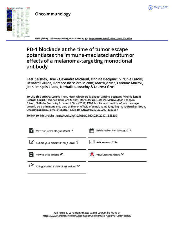 (PDF) PD-1 blockade at the time of tumor escape potentiates the immune ...