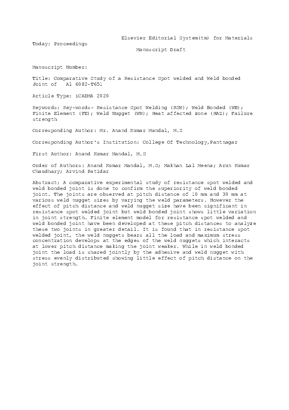 (PDF) Elsevier Editorial System(tm) for Materials Today: Proceedings Manuscript Draft