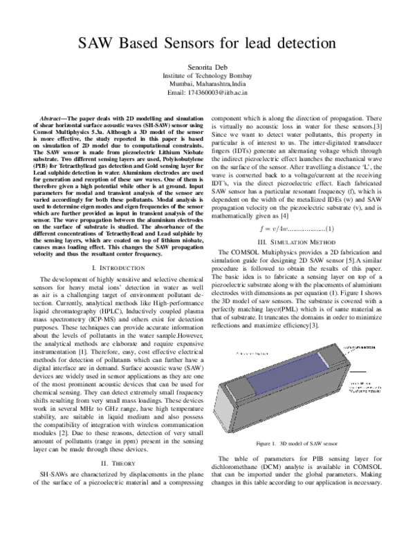 (PDF) SAW-Based Sensors for Lead Detection