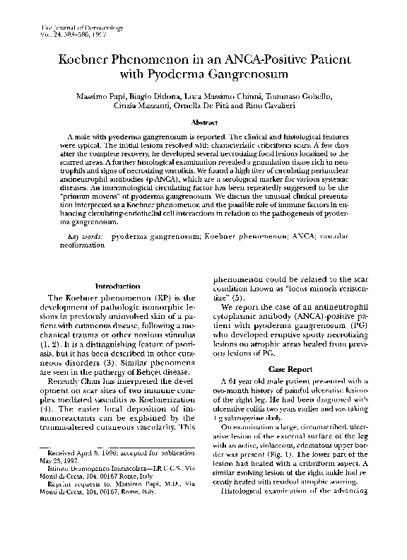 (PDF) Koebner Phenomenon in an ANCA‐Positive Patient with Pyoderma ...