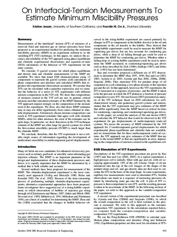 (PDF) On Interfacial-Tension Measurements to Estimate Minimum ...