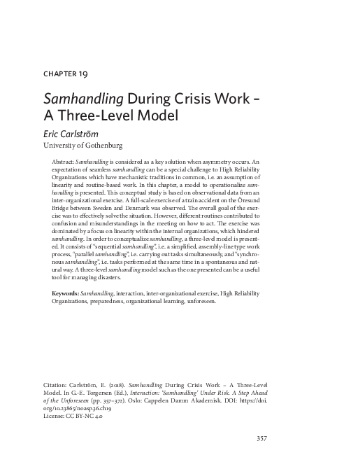 (PDF) Three-Level Model for Crisis Samhandling