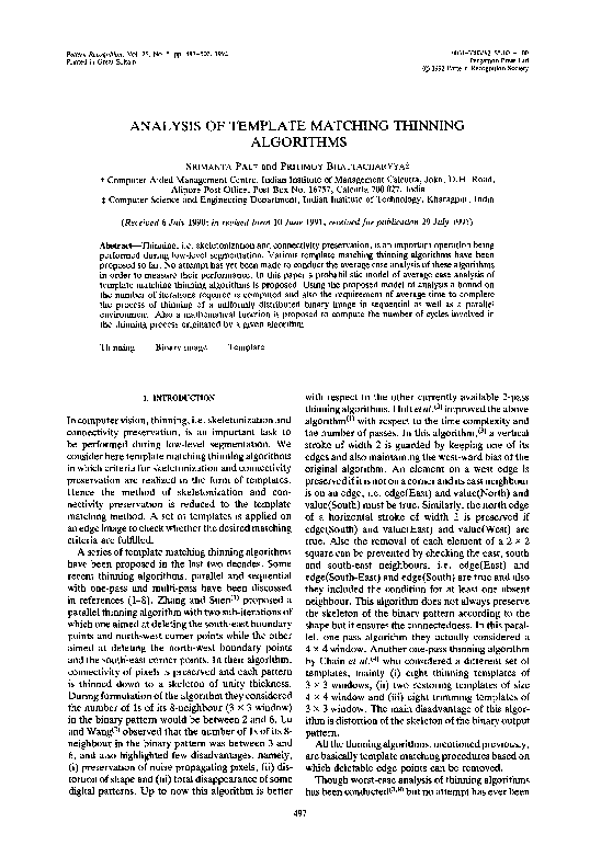 (PDF) Average Case Analysis of Template Matching Thinning Algorithms