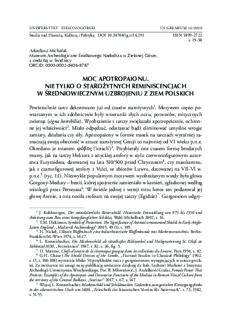 (PDF) The Power of Apotropaion. Not only about ancient reminiscences in medieval weaponry from ...