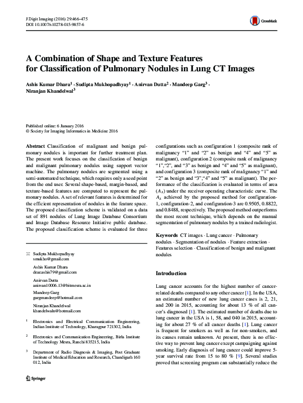 (PDF) A Combination of Shape and Texture Features for Classification of ...