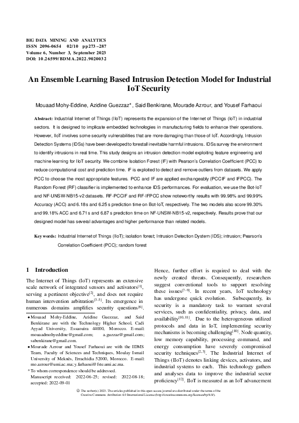 (PDF) An Ensemble Learning Based Intrusion Detection Model for Industrial IoT Security | Yousef ...