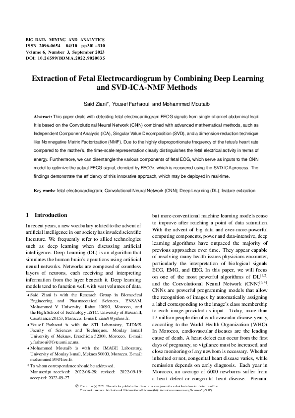 (PDF) Extraction of Fetal Electrocardiogram by Combining Deep Learning and SVD-ICA-NMF Methods