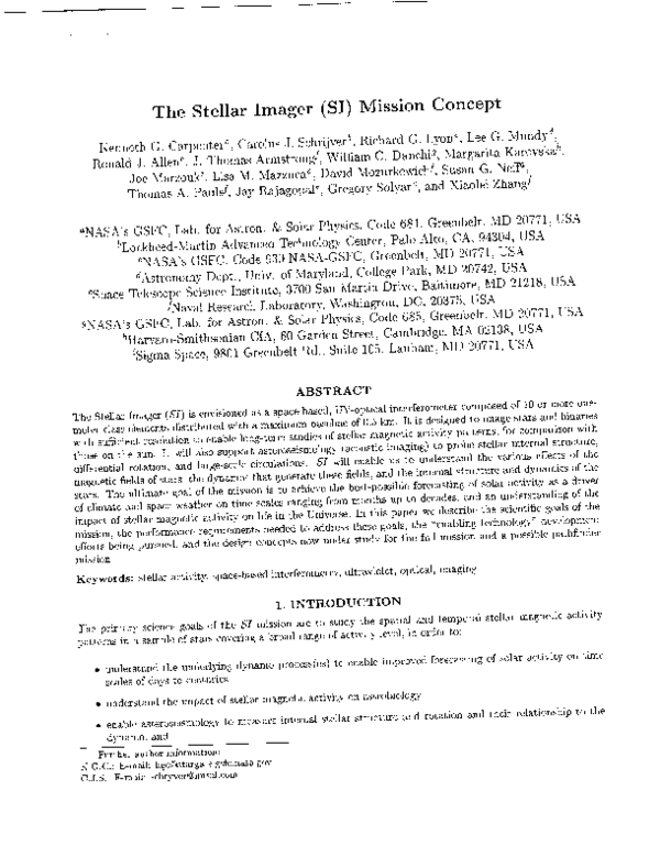 (PDF) Stellar Imager (SI) mission concept
