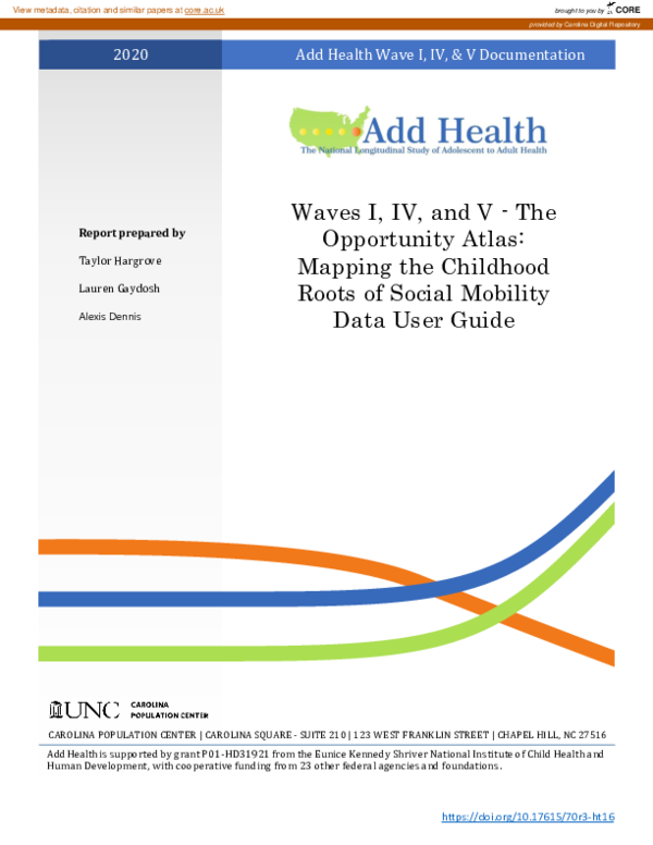 (PDF) Waves I, IV, and V - The Opportunity Atlas: Mapping the Childhood Roots of Social Mobility ...