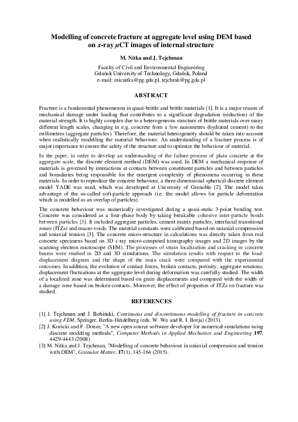(PDF) Modelling of concrete fracture at aggregate level using FEM and ...