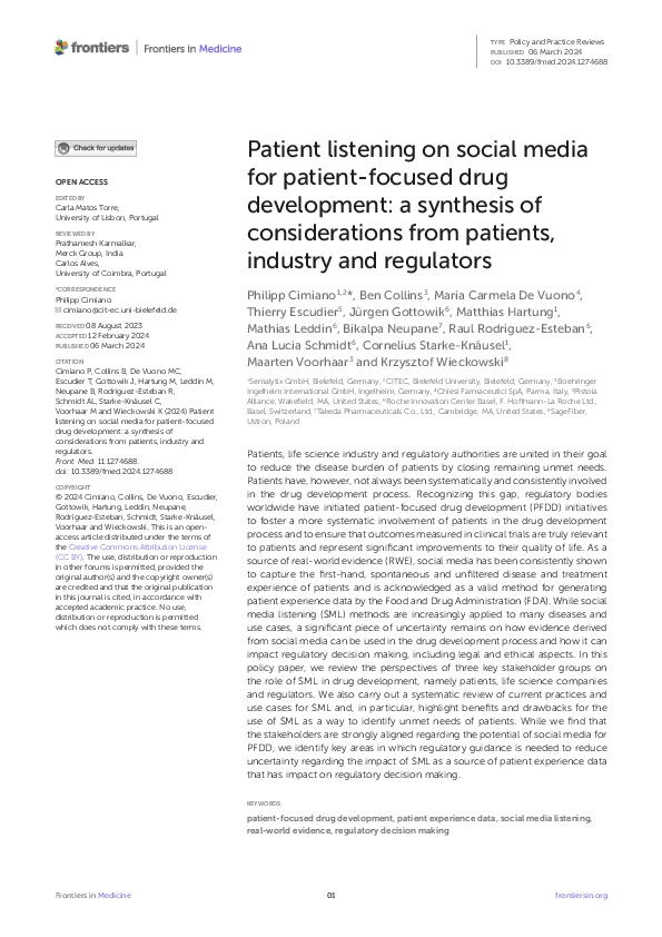 (PDF) Patient listening on social media for patient-focused drug ...