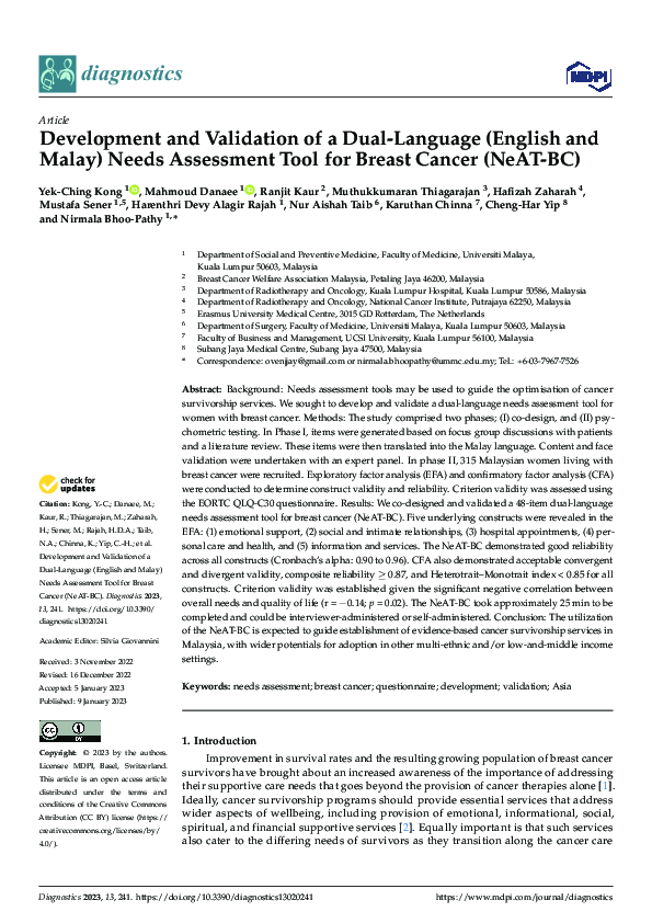 (PDF) Development and Validation of a Dual-Language (English and Malay ...