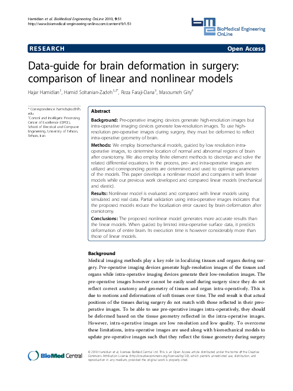 (PDF) Data-guide for brain deformation in surgery: comparison of linear ...