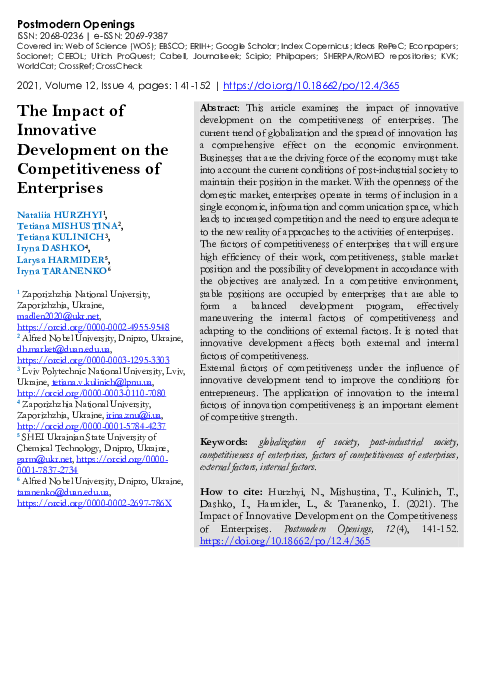 (PDF) The Impact of Innovative Development on the Competitiveness of ...