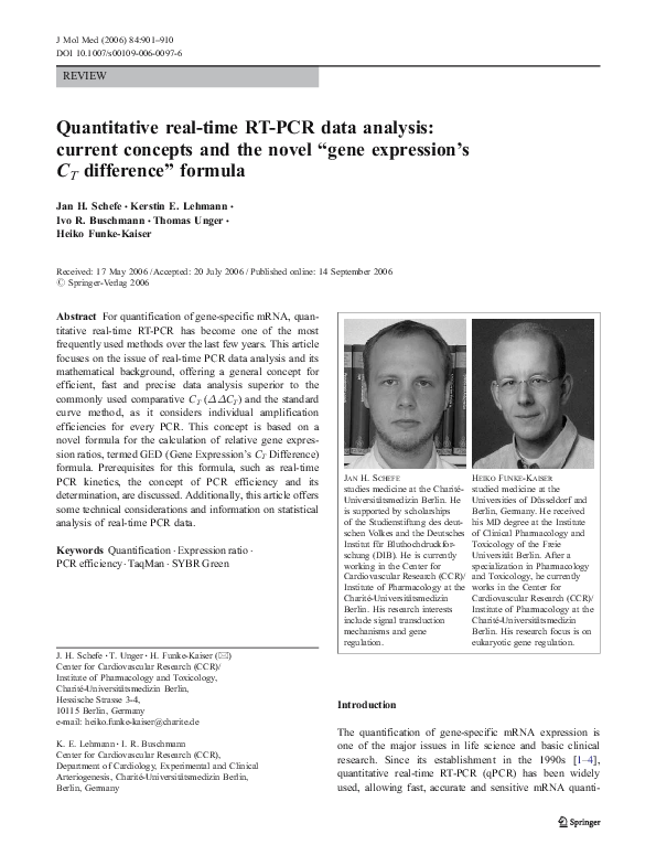 (PDF) Quantitative real-time RT-PCR data analysis: current concepts and ...