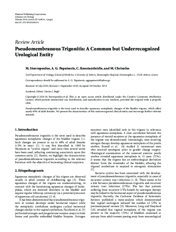 (PDF) Pseudomembranous Trigonitis: A Common but Underrecognized ...