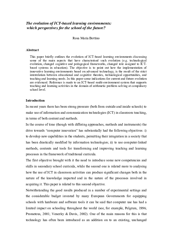 (PDF) The evolution of ICT-based learning environments: which ...