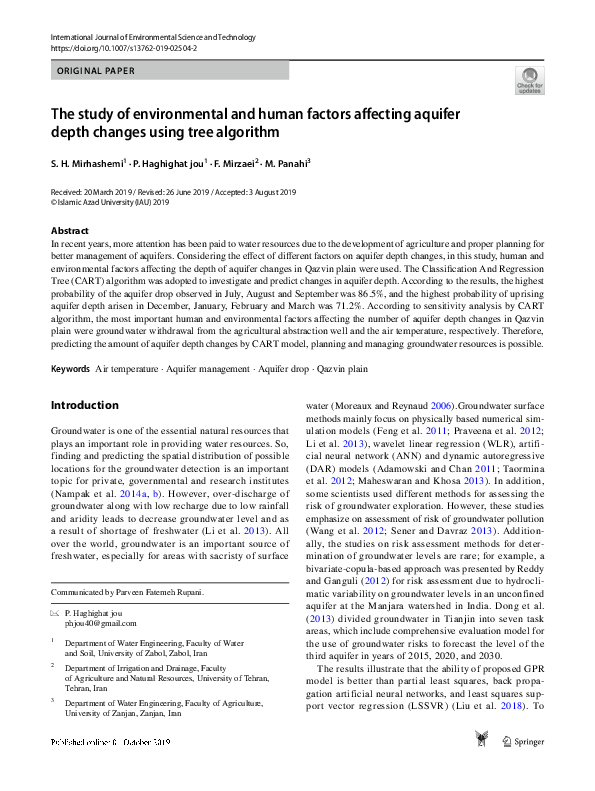 (PDF) The study of environmental and human factors affecting aquifer ...