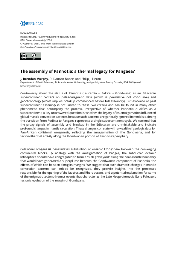 (PDF) The assembly of Pannotia: a thermal legacy for Pangaea? | Brendan ...