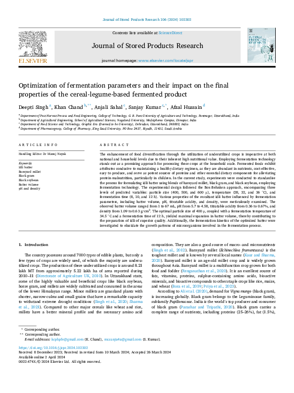 (PDF) Optimization of fermentation parameters and their impact on the ...