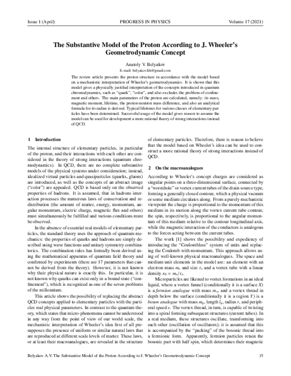(PDF) Proton Structure via Wheeler's Geometrodynamics