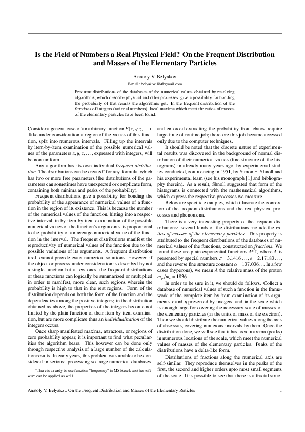 (PDF) Is the Field of Numbers a Real Physical Field? On the Frequent ...