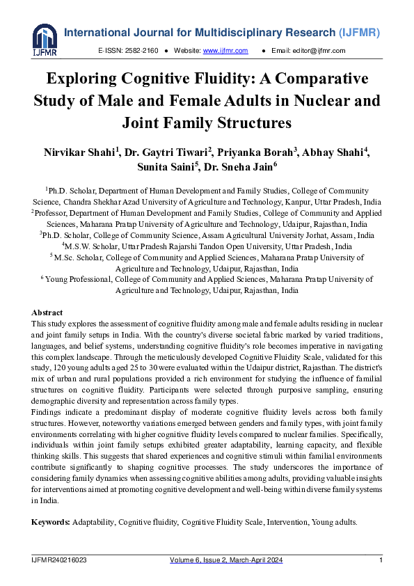 (PDF) Exploring Cognitive Fluidity: A Comparative Study of Male and ...