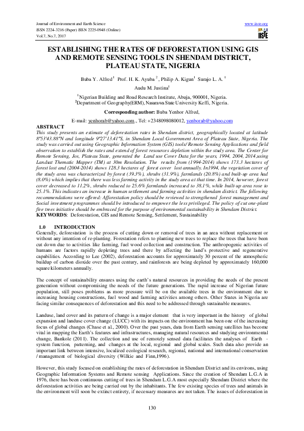 (PDF) Establishing the Rates of Deforestation Using Gis and Remote ...
