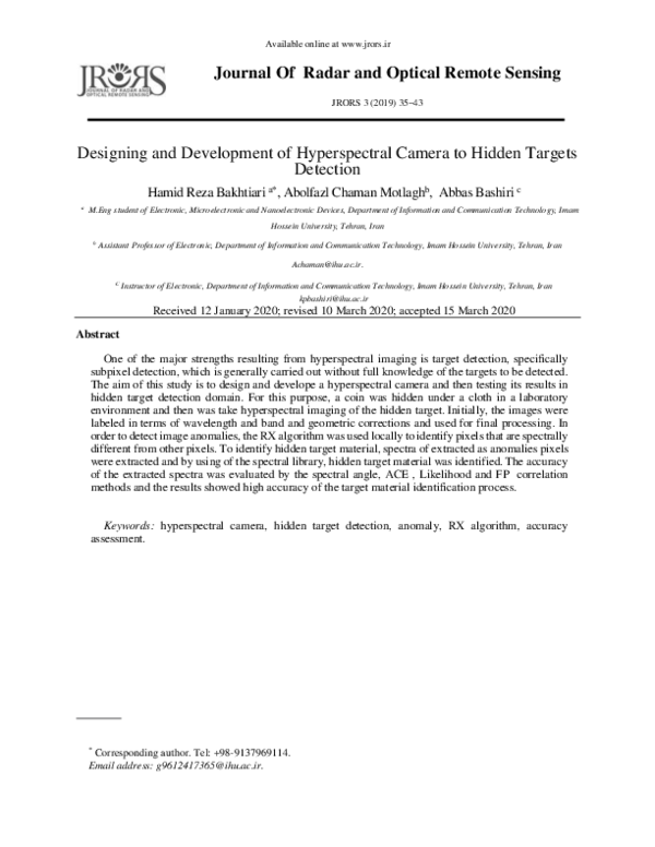 (PDF) Designing and Development of Hyperspectral Camera to Hidden ...