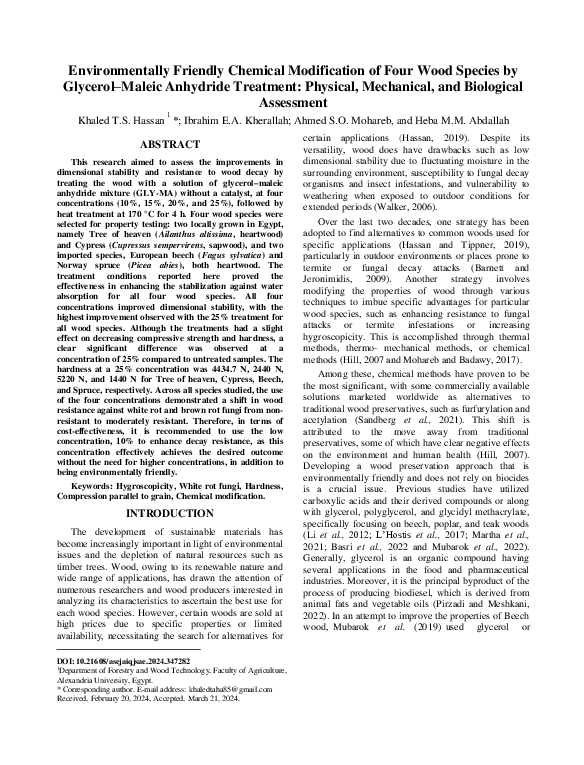 (PDF) Environmentally Friendly Chemical Modification of Four Wood ...