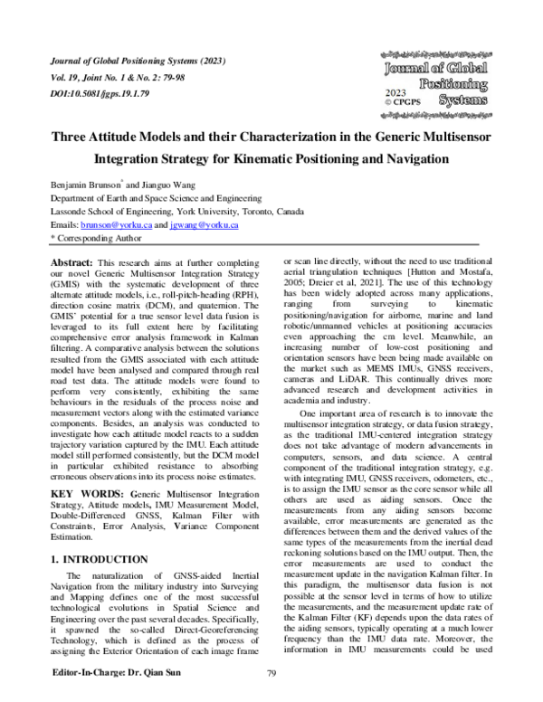 (PDF) Three Attitude Models and their Characterization in the Generic Multisensor Integration ...