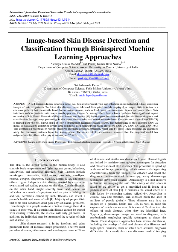 (PDF) Image-based Skin Disease Detection and Classification through Bioinspired Machine Learning ...