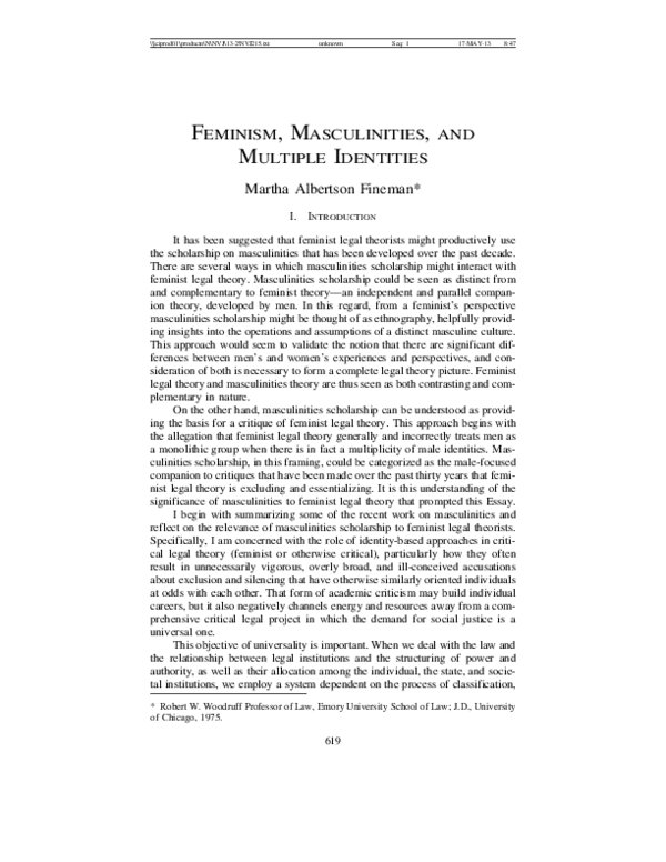(PDF) Feminism, masculinities and multiple identities